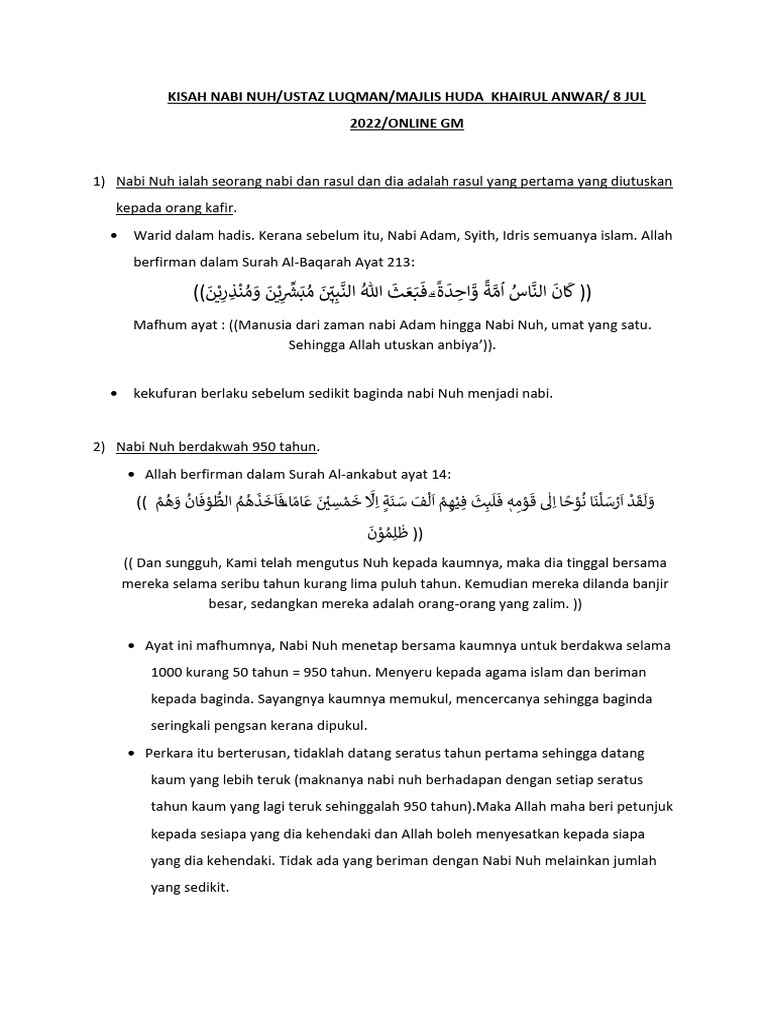 Kisah Nabi Nuh | PDF