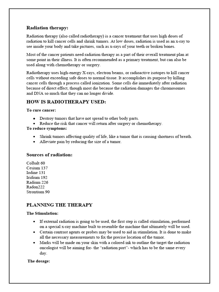 Radiation Therapy | PDF | Wellness