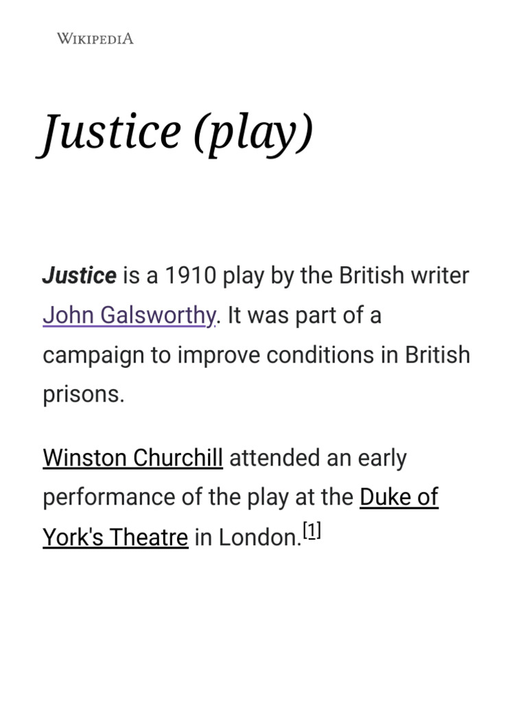 Justice (Play) - Wikipedia | PDF