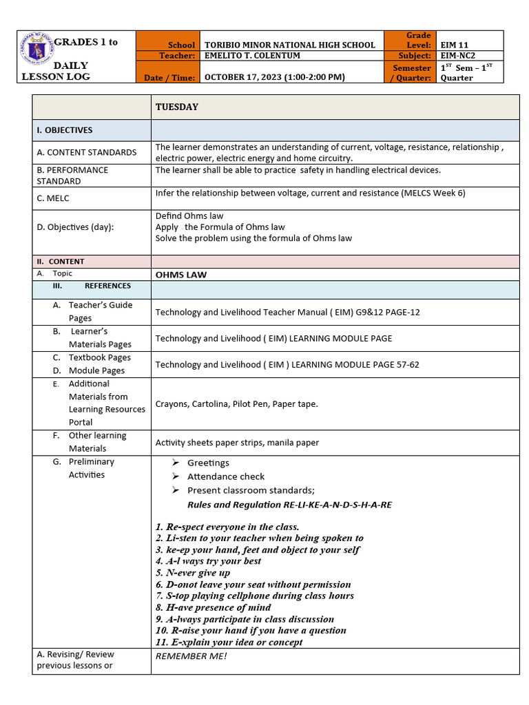 Dll-Cot-Final Jud-2 | PDF | Electrical Resistance And Conductance | Watt