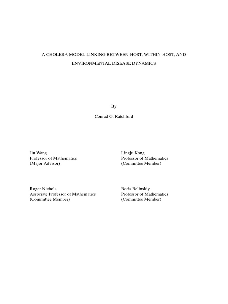 A Cholera Model Linking Between Host Within Host and Environment | Download Free PDF | Stability ...