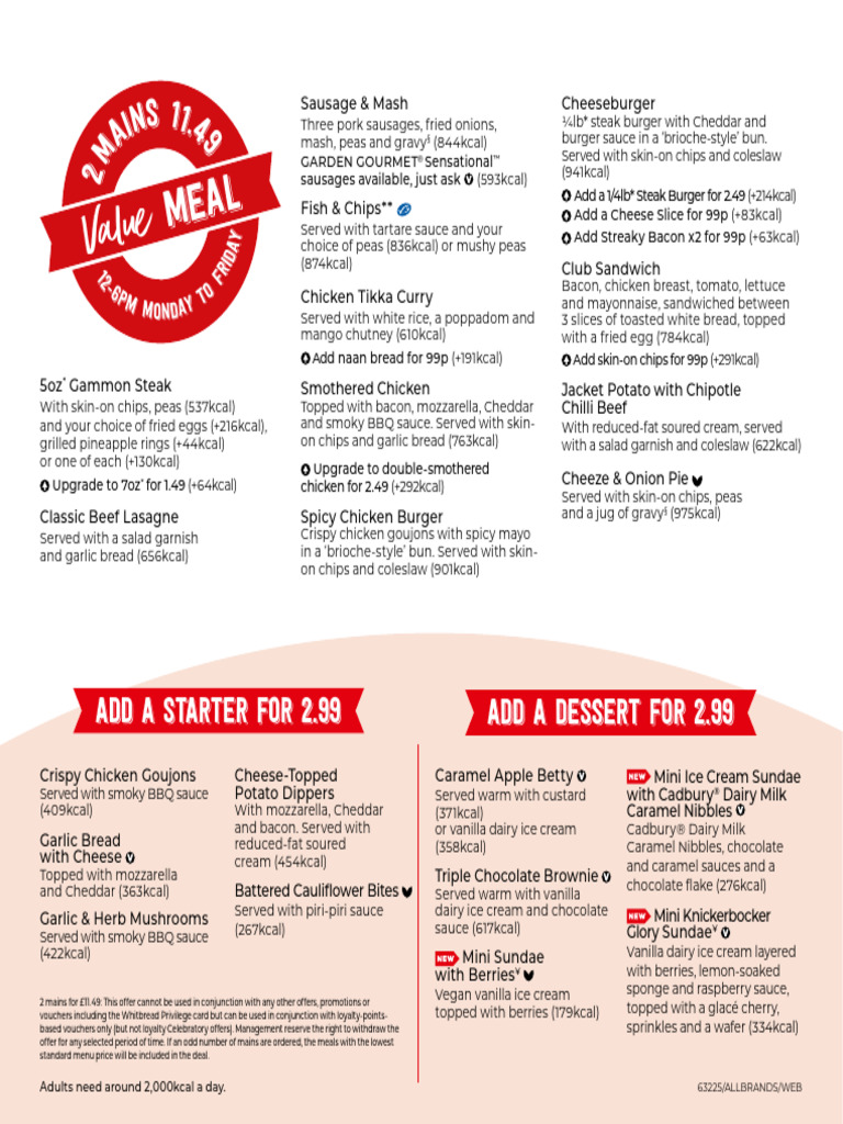 Brewers Fayre Daytime Menu 1149 | PDF | Hamburgers | Sauce