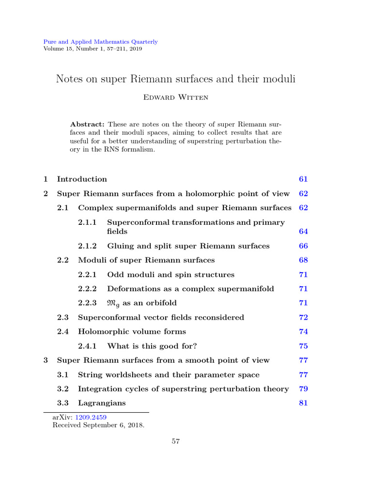 Notes On Super Riemann Surfaces And Their Moduli Pdf