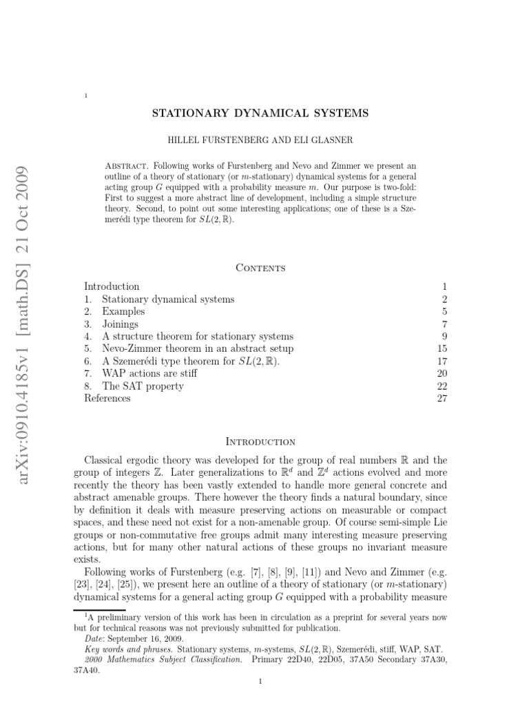Stationary Dynamical Systems | PDF | Measure (Mathematics) | Dynamical ...