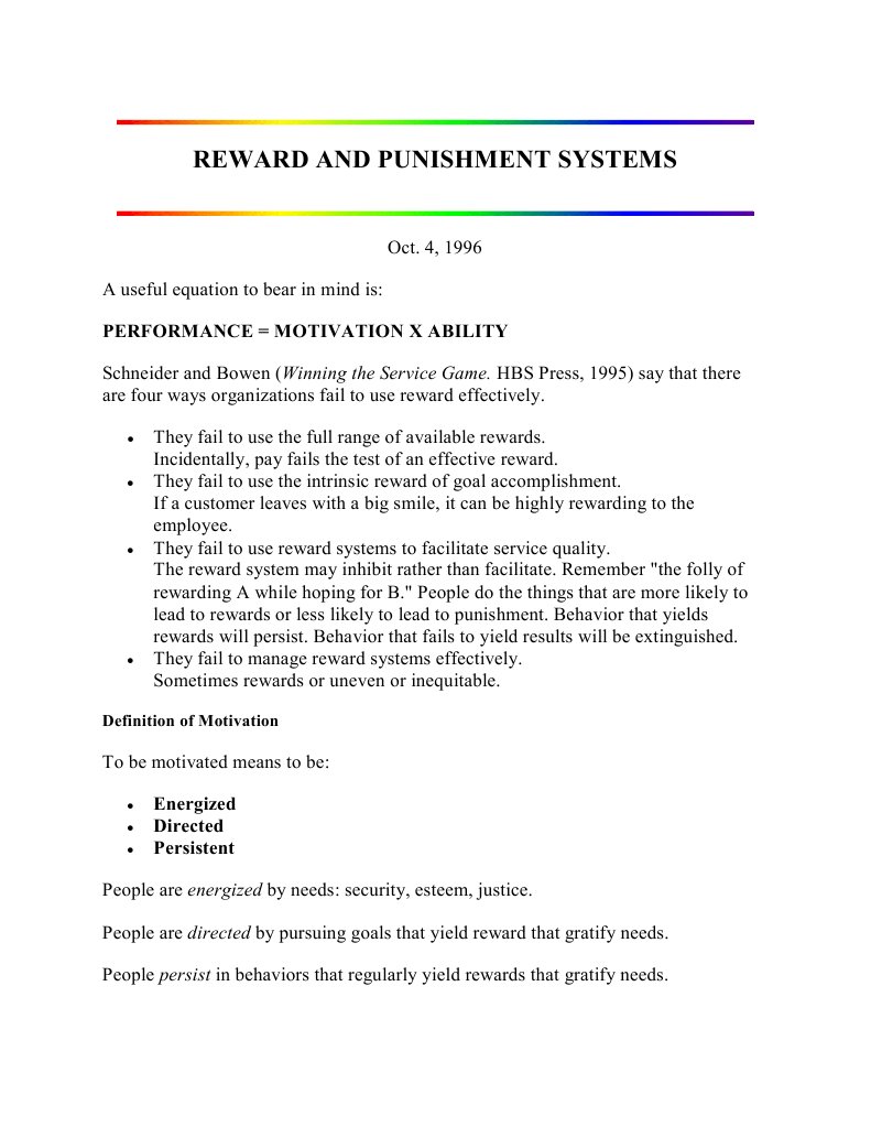 Reward and Punishment Systems | PDF