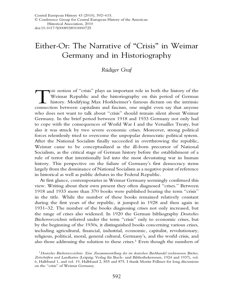 (Graf) Either, or - The Narrative of 'Crisis' in Weimar Germany and in ...