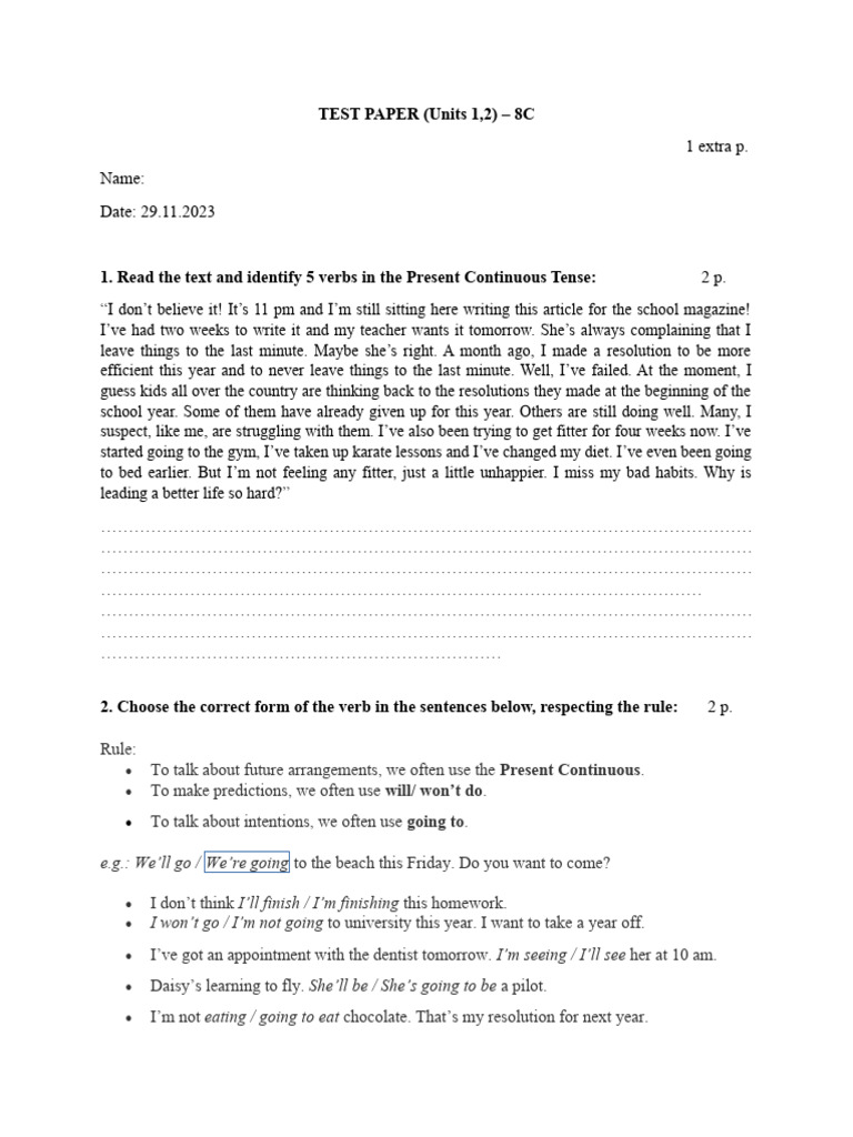 Test Paper Units 1,2,3 | PDF