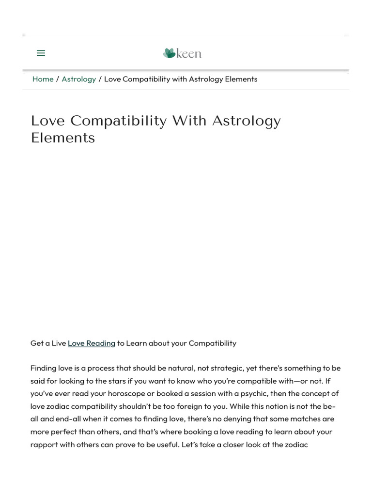 Love Compatibility With Astrology Elements - Keen Articles | PDF | Astrological Sign | Zodiac