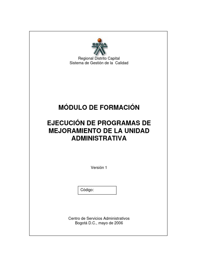 Ejecucion Programas Mejoramiento Unidad Admin | PDF | Planificación | Evaluación