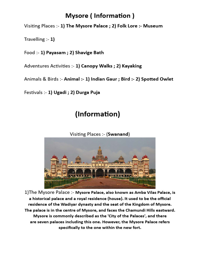 Mysore Activity in PDF | PDF