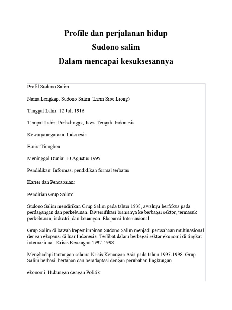 Profile Dan Perjalanan Hidup | PDF