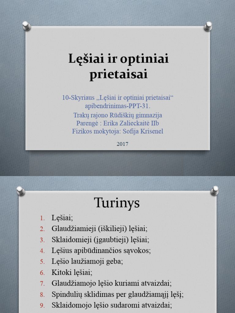 10-Skyriaus ,,Lęšiai ir optiniai prietaisai“ apibendrinimas-PPT-31. | PDF