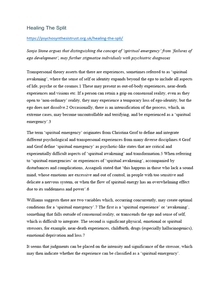 Healing The Split Original | PDF | Experience | Self