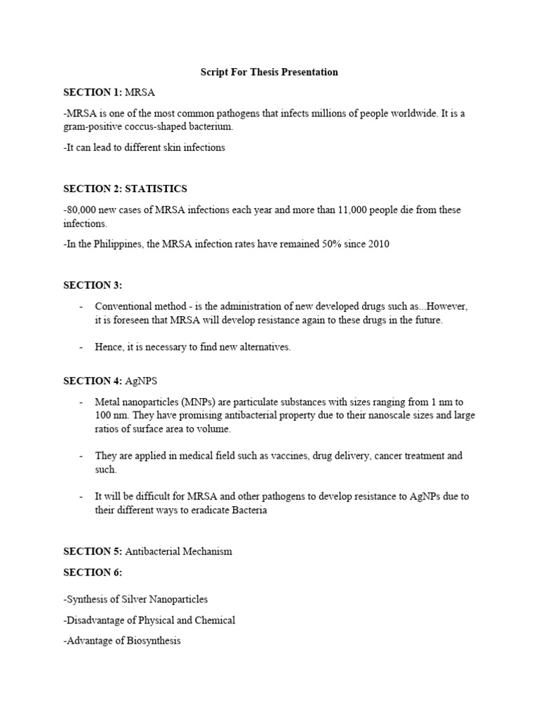 Script For Thesis Presentation | PDF | Nanoparticle | Methicillin ...