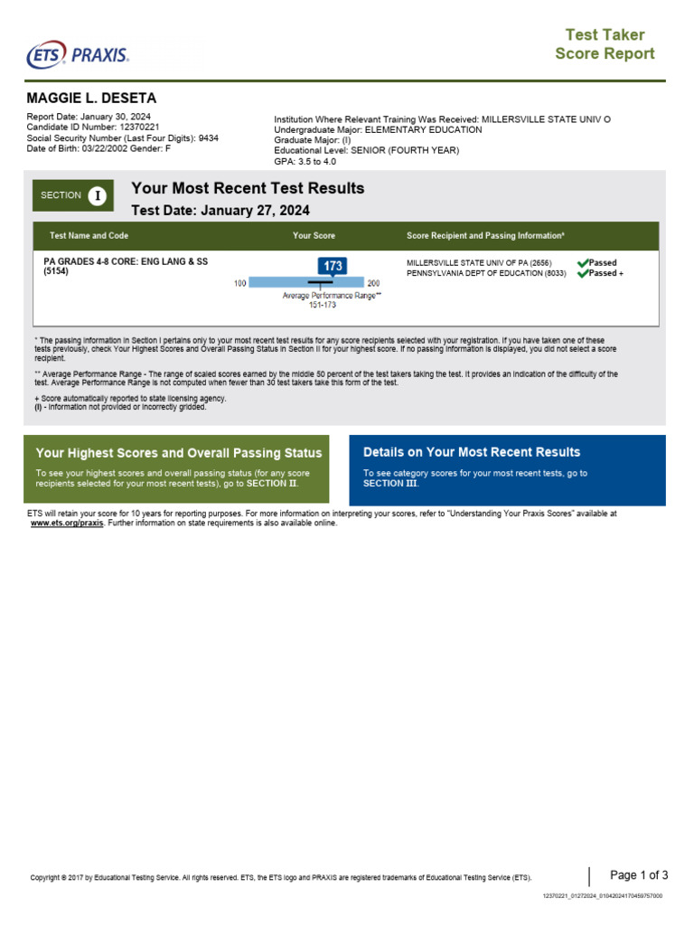 scorereport 1 | PDF | Evaluation Methods
