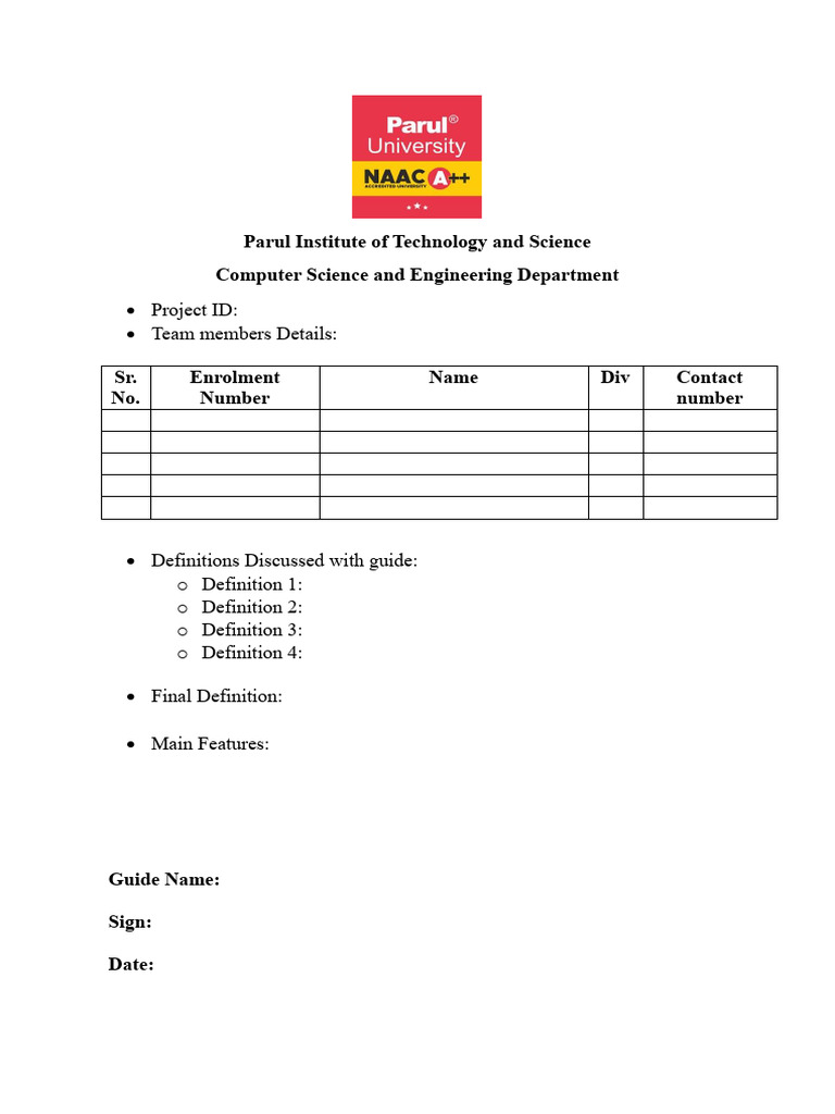 Definition Form | PDF