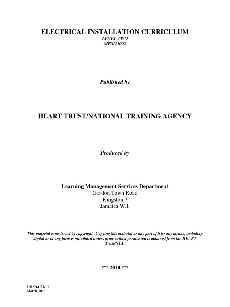 Curriculum MEM21002 - Electrical - Installation - L2 | PDF ...