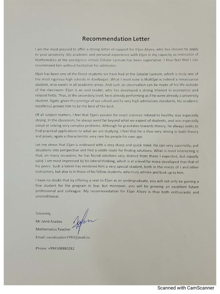 Javid Rec Letter | PDF