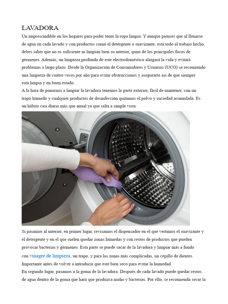 Limpieza Lavadora | PDF | Lavadora | Detergente