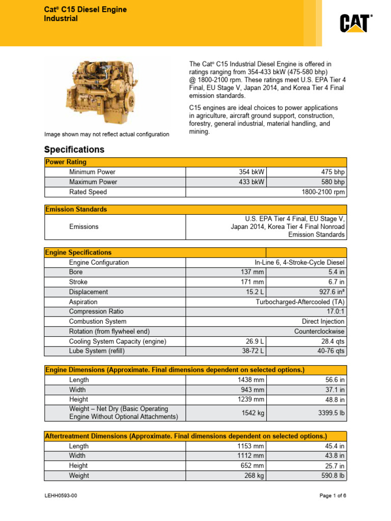 Cat C15 Industriemotor | PDF | Diesel Engine | Horsepower
