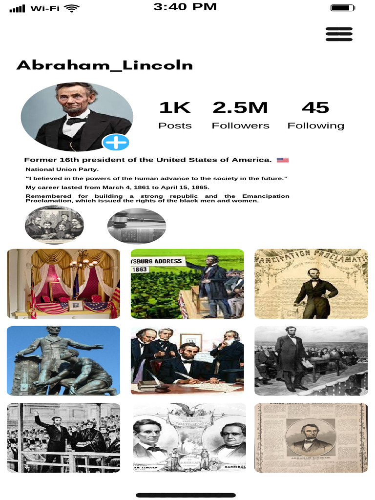 Abraham Lincoln Instagram | PDF