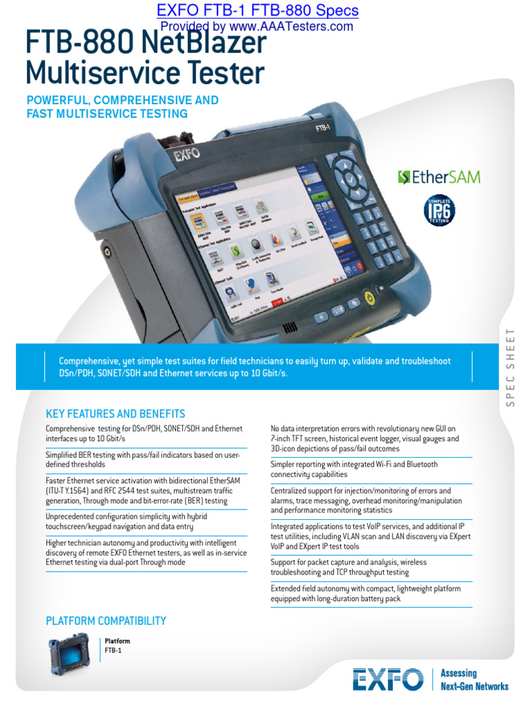 FTB-880 NetBlazer Multiservice Tester | PDF | Computer Network ...