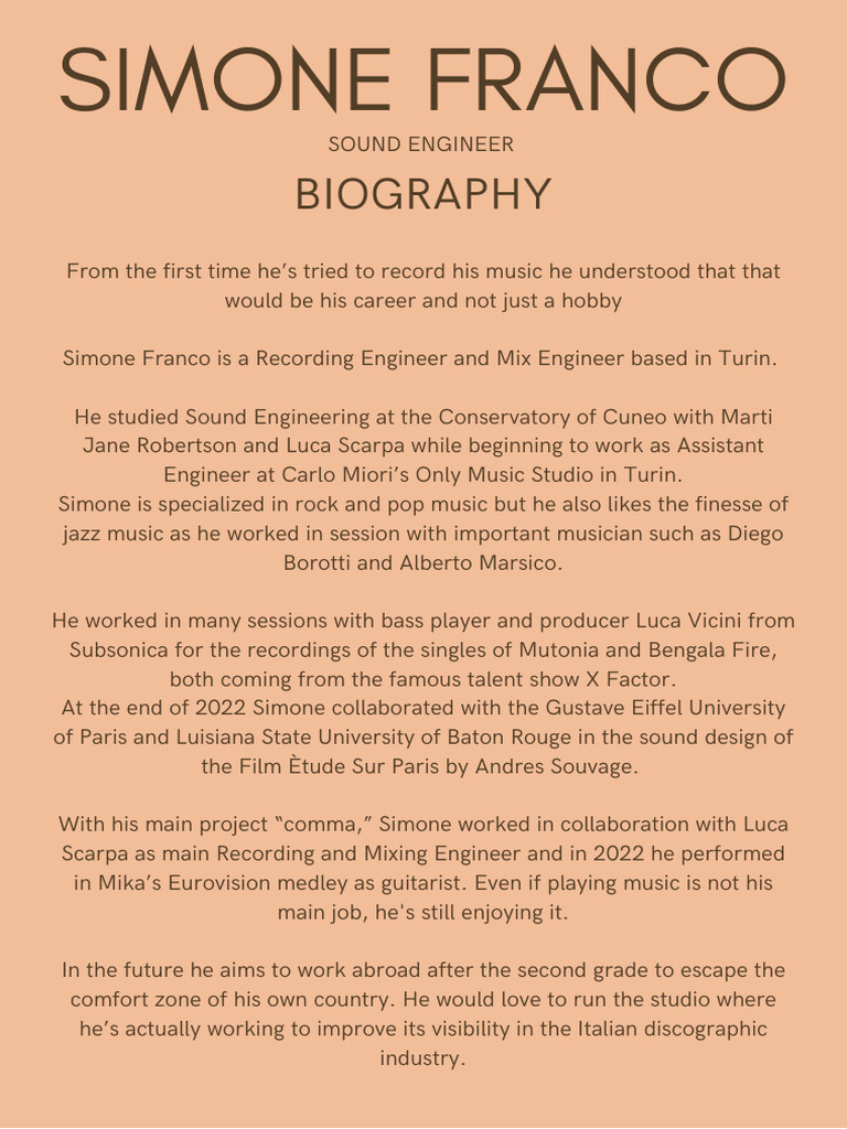 Simone Franco Bio CoverLetter Resume | PDF