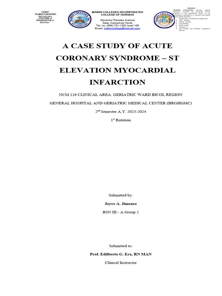Acs Stemi (Case Study) | PDF