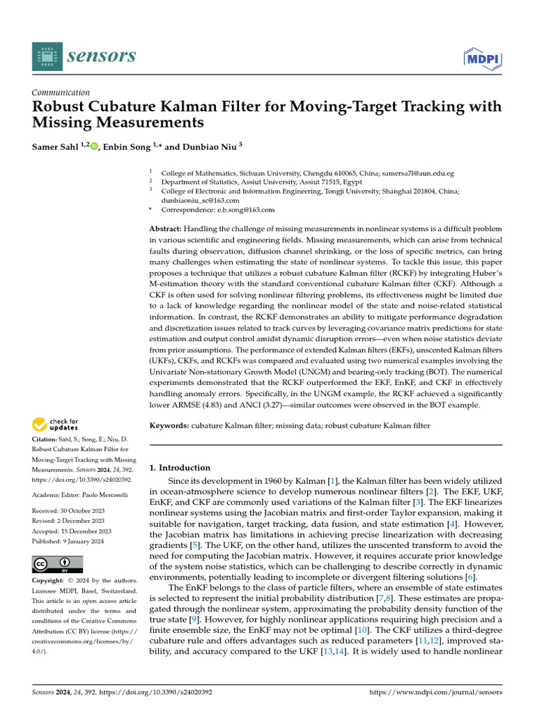 Second Paper | Download Free PDF | Kalman Filter | Mathematics