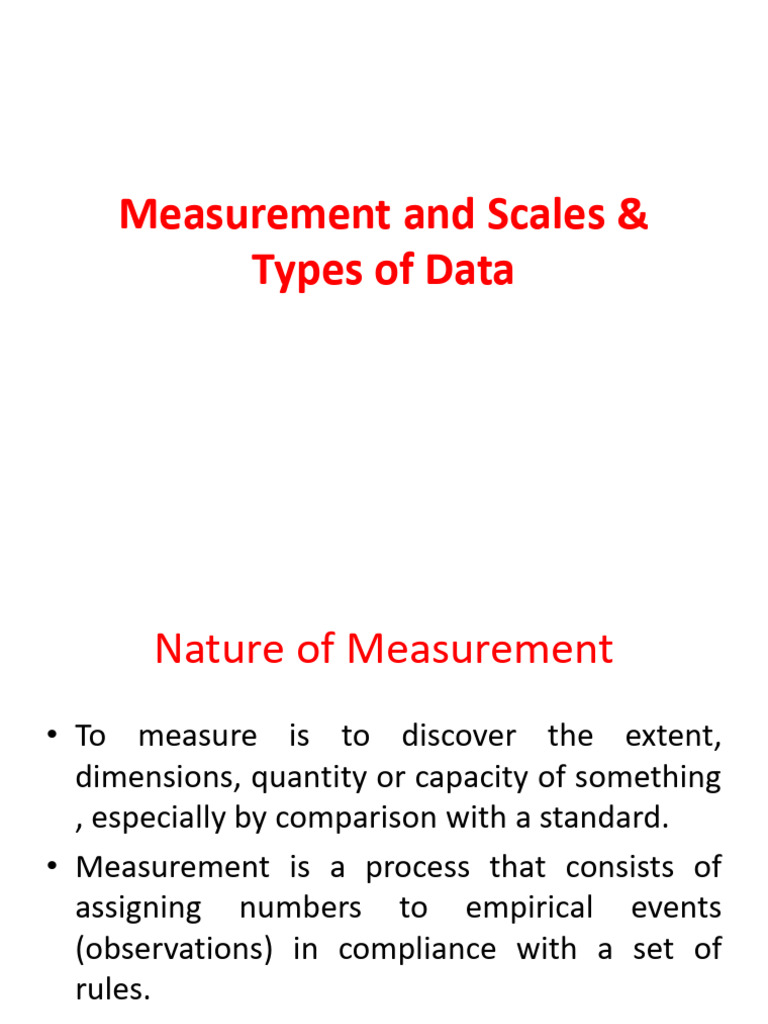 Measurement and Scales Types of Data | PDF | Teaching Methods & Materials