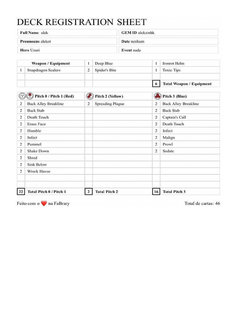 Deck Do Alek Lista Do Deck | PDF