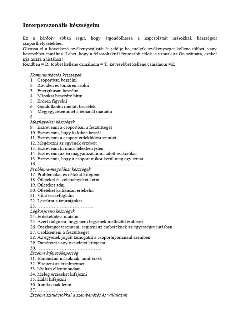 Interperszonalis Készségek Rudas | PDF