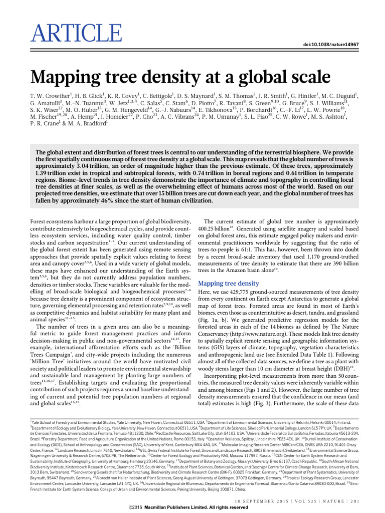 Global Tree Density Mapping | PDF | Home & Garden | Science & Mathematics