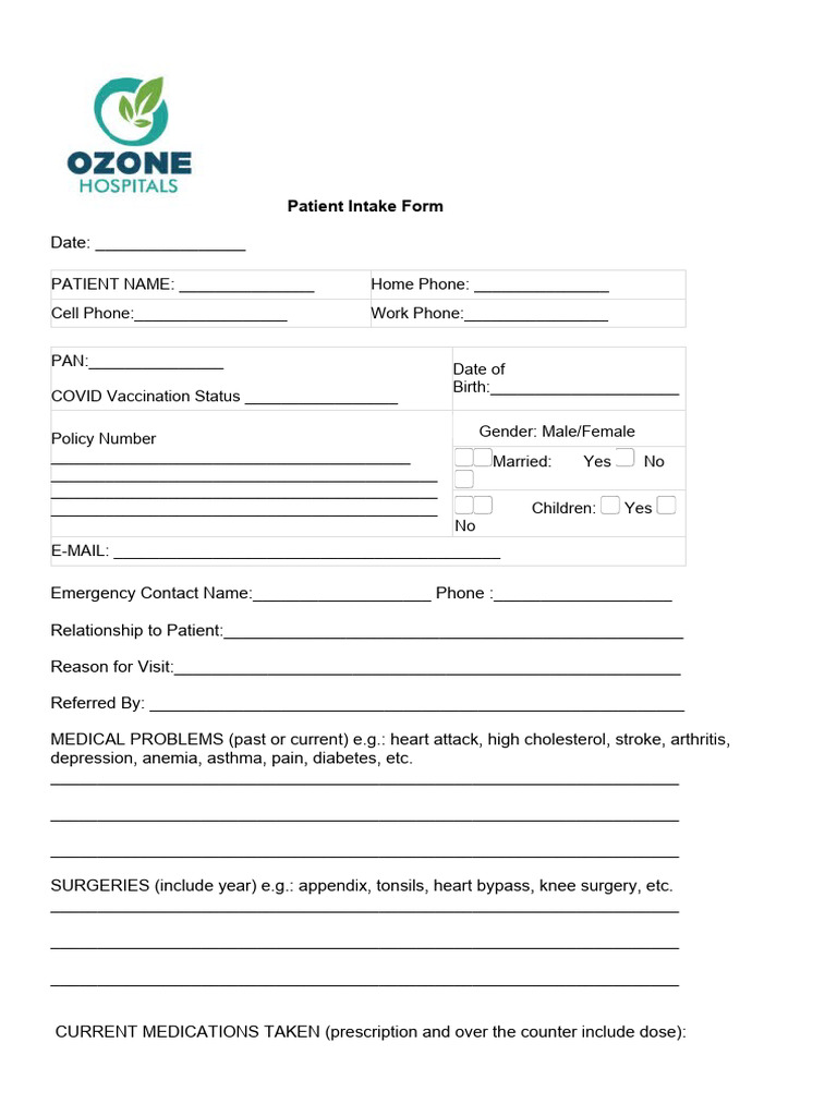 Patient Intake Form | PDF