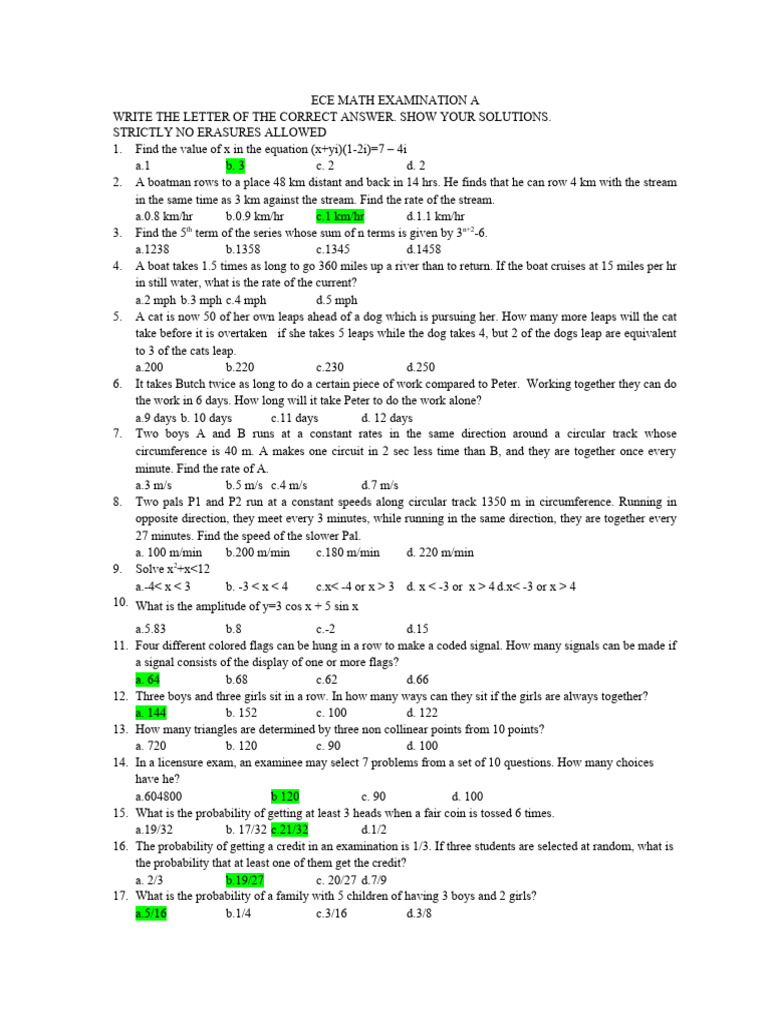 Ece Pre Math Examination July 72023 | PDF | Ellipse | Mathematics