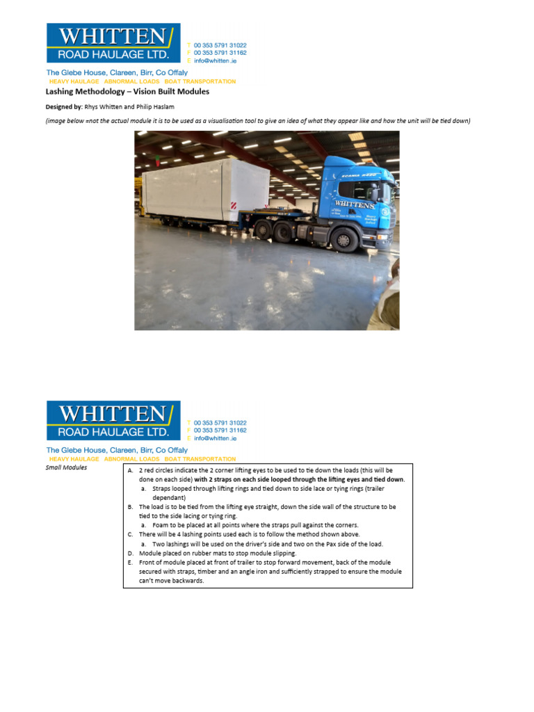 Lashing Methodology for Vision Built Modules | PDF | Manufactured Goods