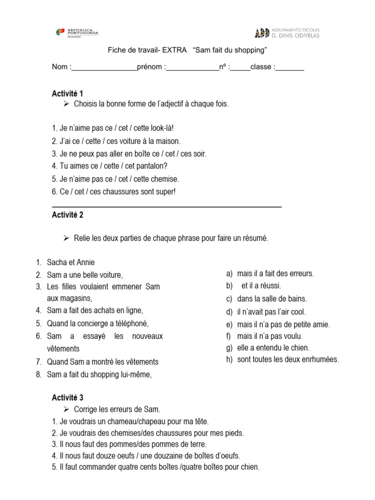 Sam Fait Du Shopping | PDF