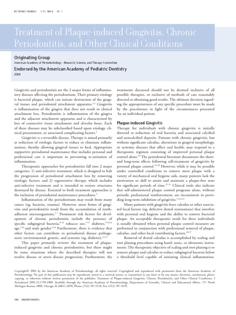 Treatment of Plaque-Induced Gingivitis, Chronic Periodontitis, and ...