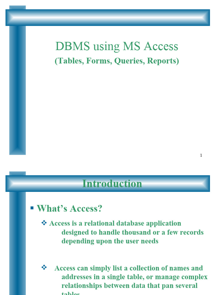 Dbms Using Ms Access Pdf Databases Microsoft Access 8483