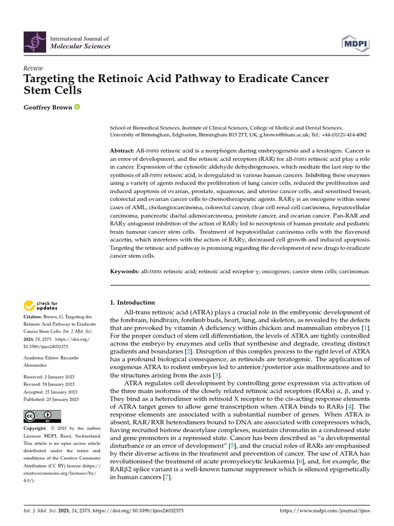 RA Role in Cancer Review 2023 | PDF | Wellness | Science & Mathematics