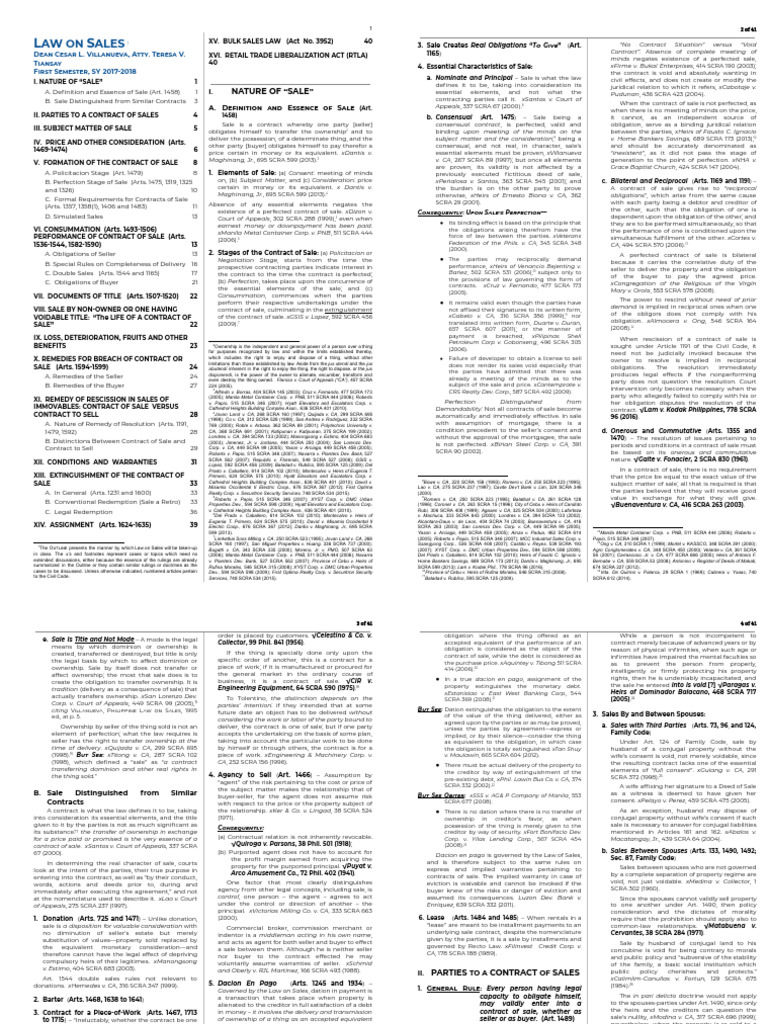 Law on Sales: A Student Guide | PDF | Business | Law And Economics