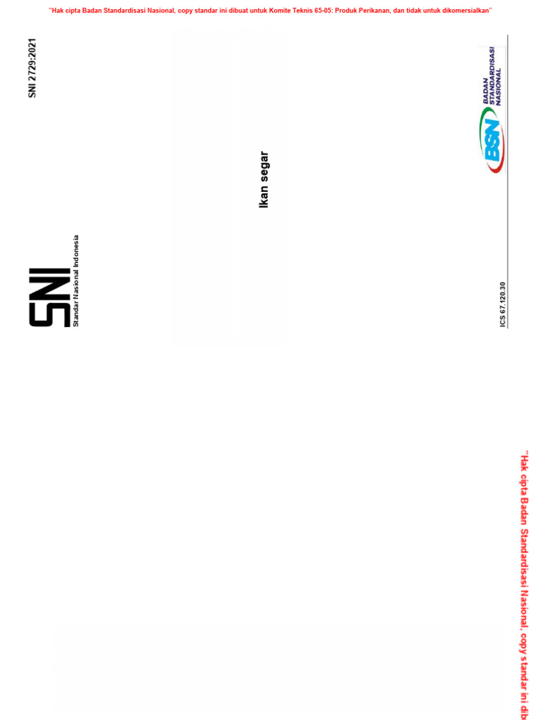 SNI 2729 2021 Ikan Segar 2021 - Dipakai | PDF