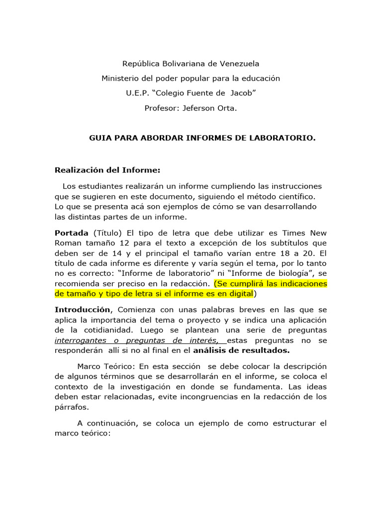 Guia para Abordar Informes de Laboratorio 2 | PDF