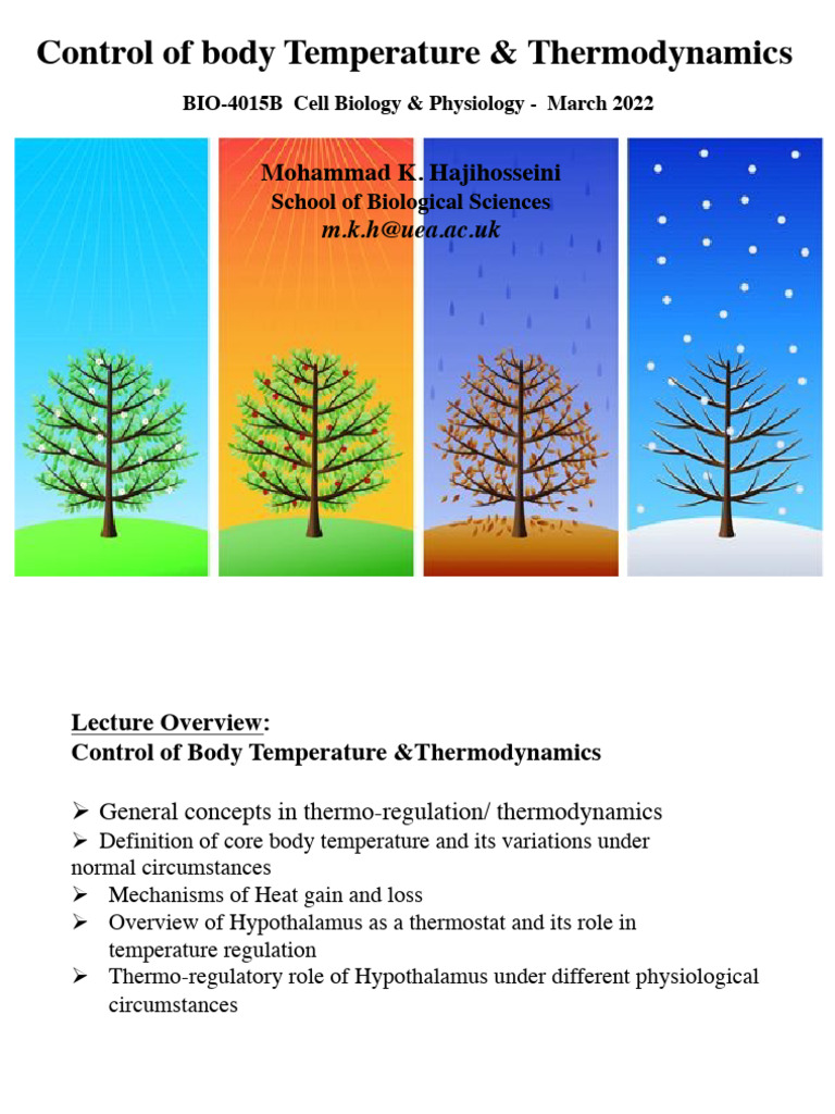 Week 6 Lect1 Control of Body Temperature | PDF | Thermoregulation ...