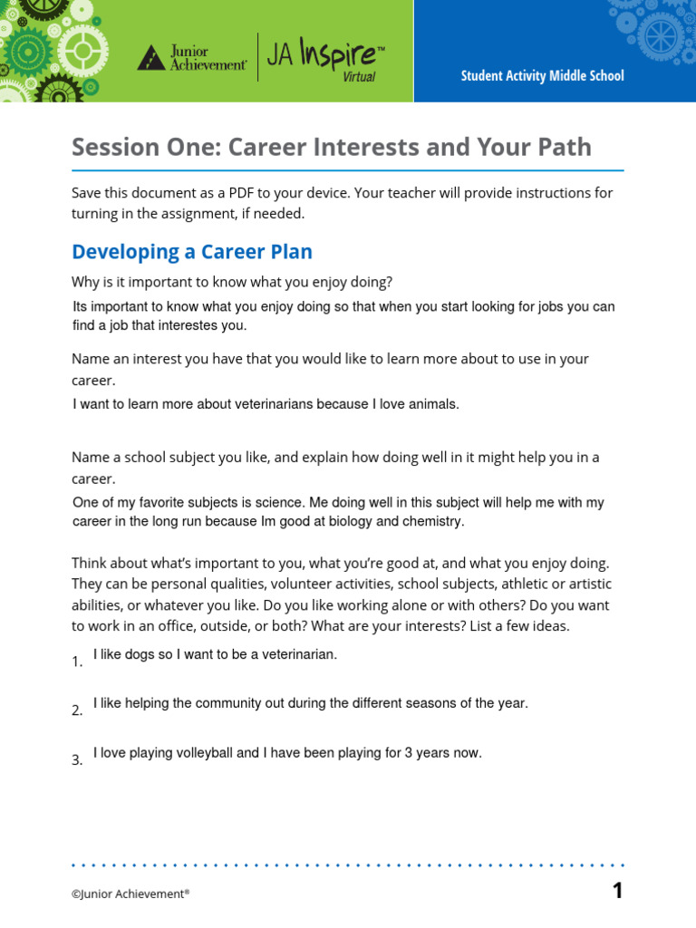 Session One: Career Interests and Your Path: Developing A Career Plan ...