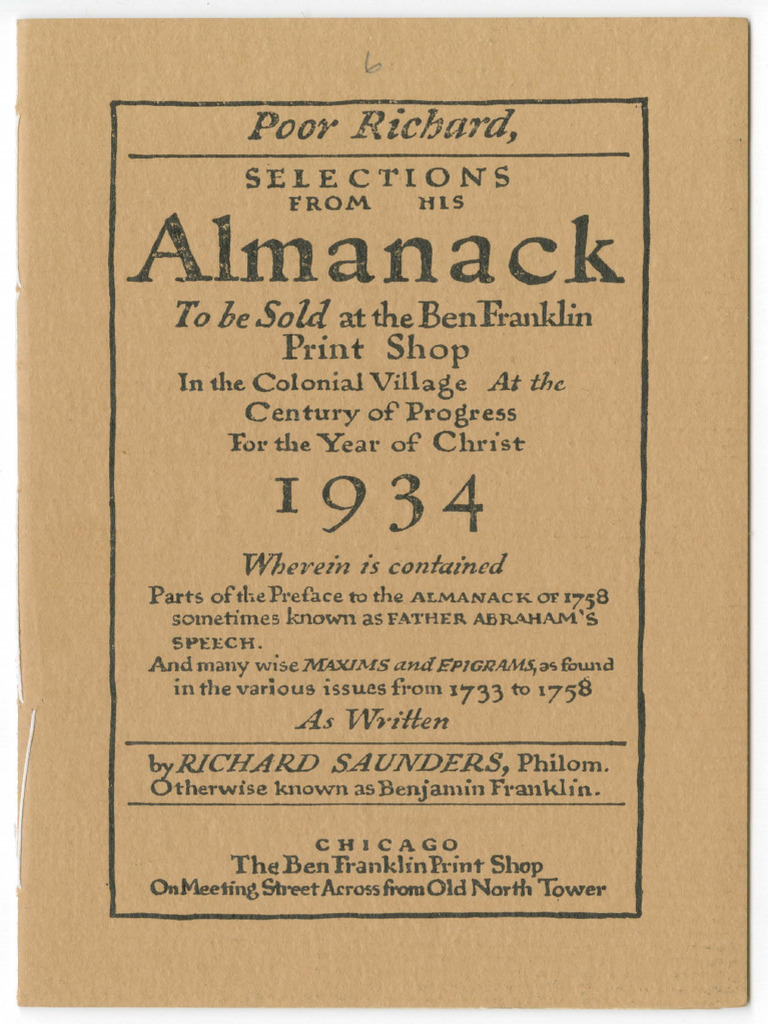Poor Richards Almanac 1934 | PDF