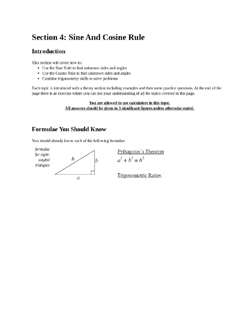 Maths Sine & Cosine Rules | PDF