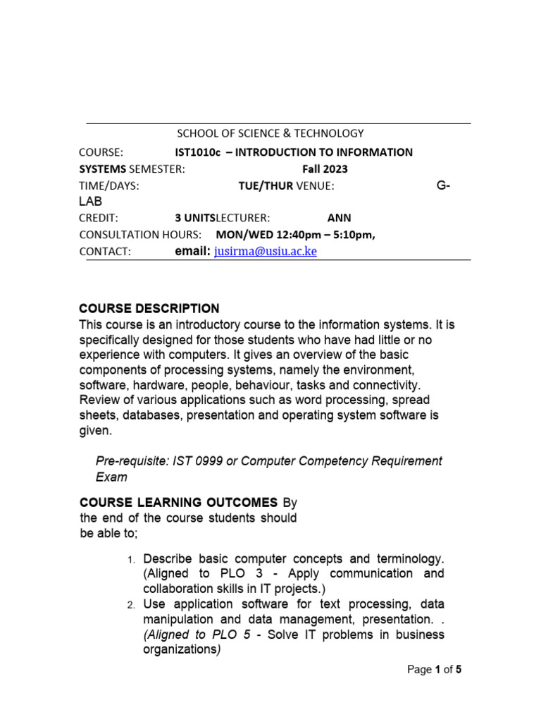 Intro to Info Systems Course Guide | PDF