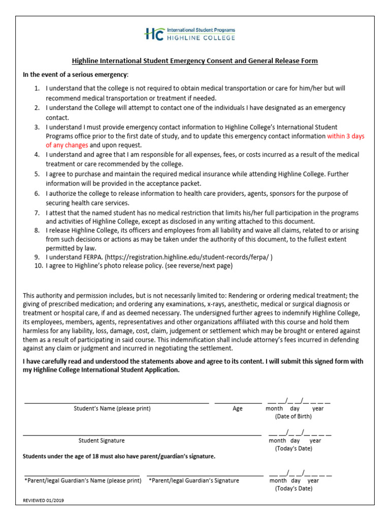International Student Consent Form | PDF | Indemnity | Private Law