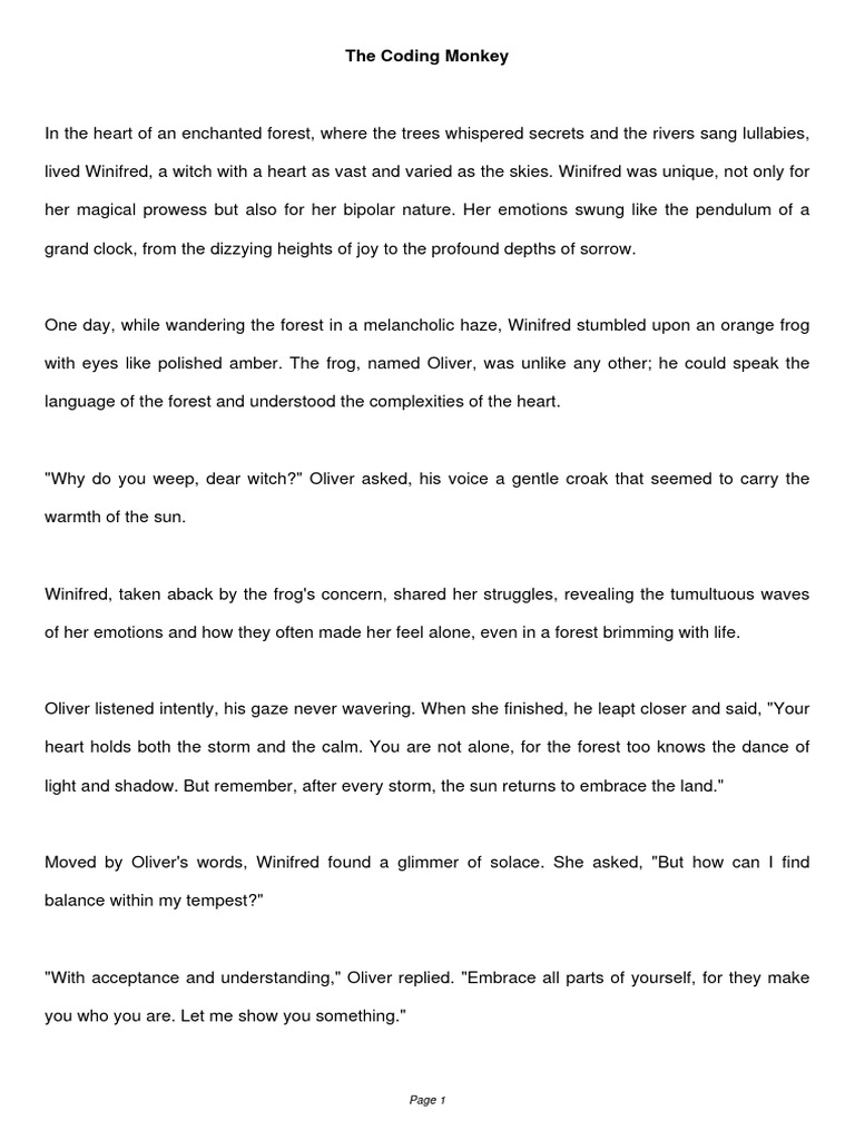 The Witch and The Orange Frog Story | PDF